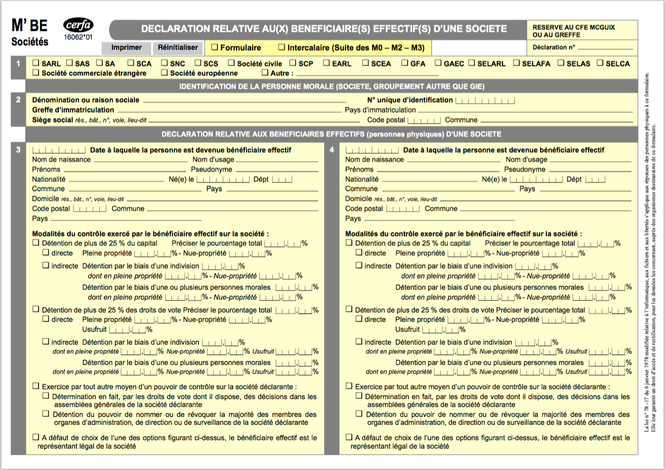 Inscription au registre des bénéficiaires effectifs : formulaire DBE-S ...