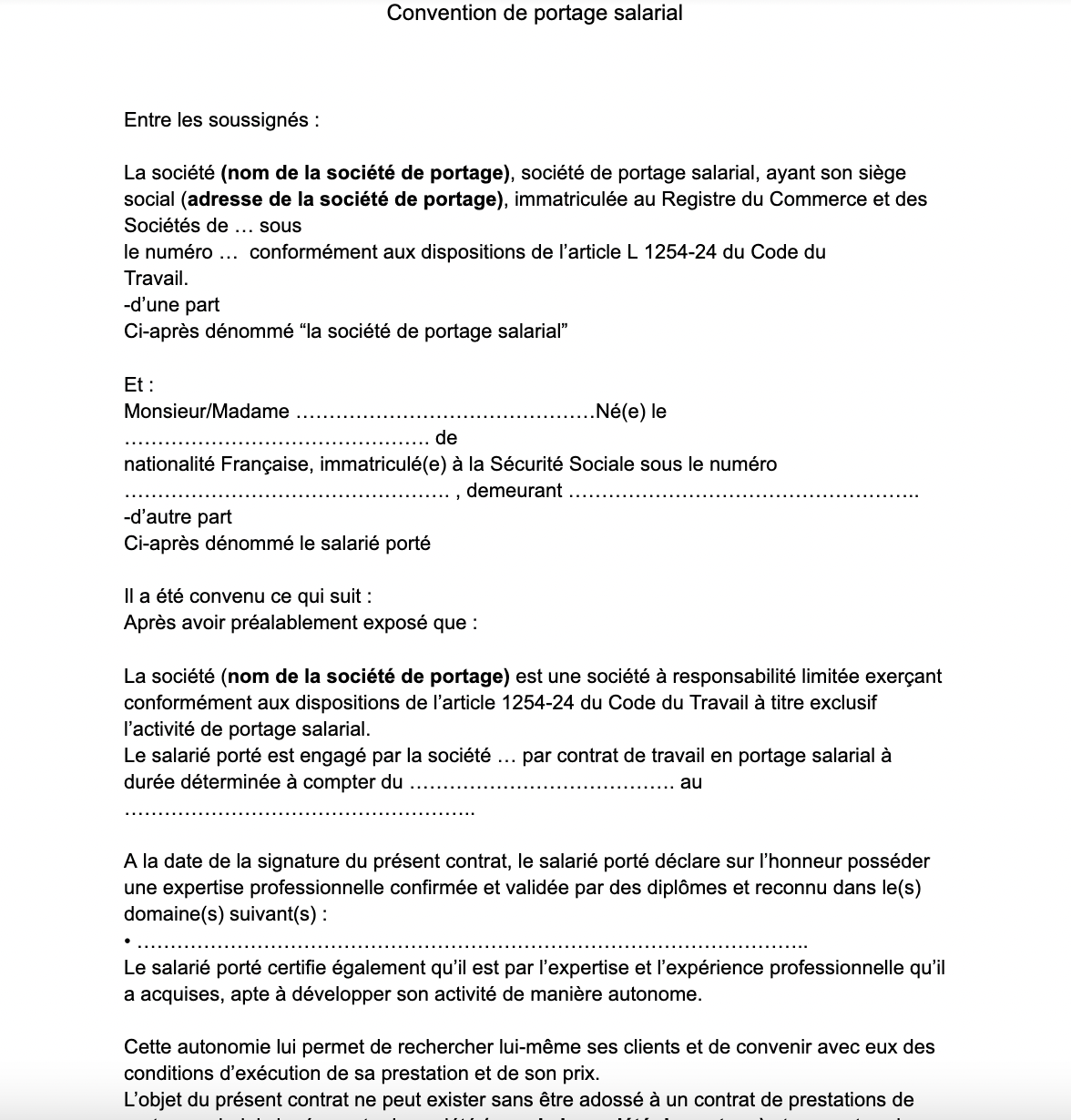 Convention de portage salarial : notre modèle gratuit (Mise à jour 2023)