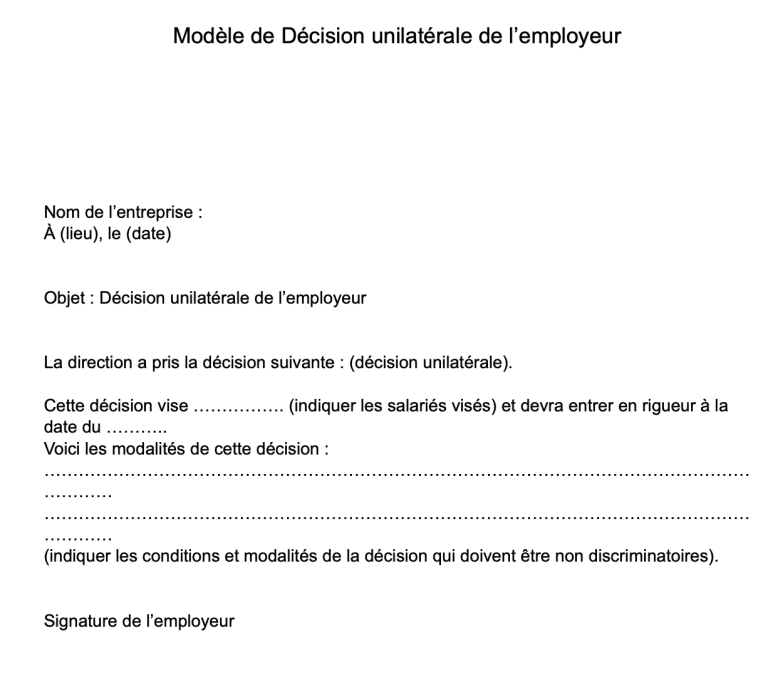Exemple Décision Unilatérale De LEmployeur Le Guide Complet - Notes Exemple Décision Unilatérale De LEmployeur Le Guide Complet - Notes